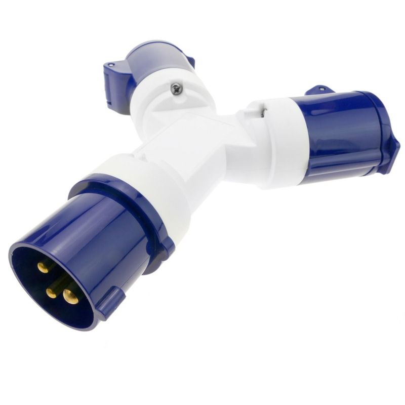 Enchufe industrial Adaptador CETAC macho a 2 x CETAC hembra 2P+T 16A ...